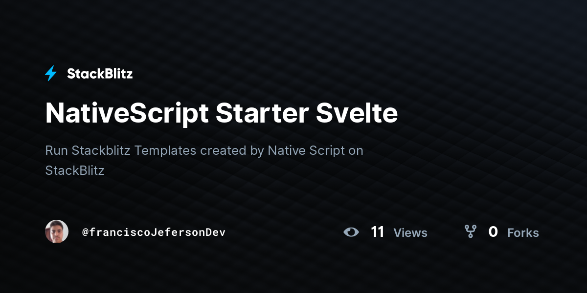 NativeScript Starter Svelte - StackBlitz NativeScript Starter Svelte - StackBlitz