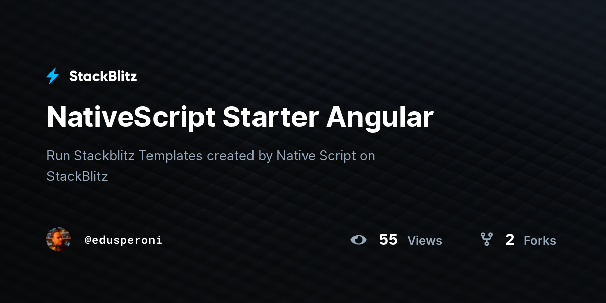 NativeScript Starter Angular - StackBlitz