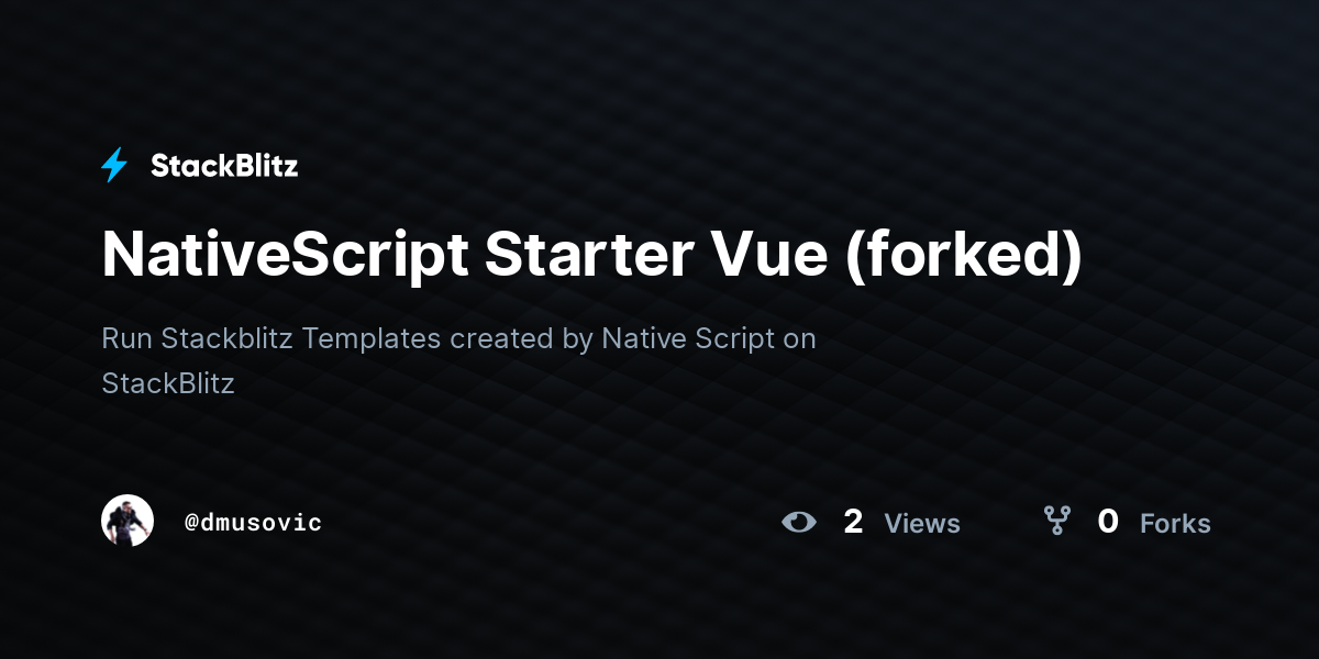 NativeScript Starter Vue (forked) - StackBlitz