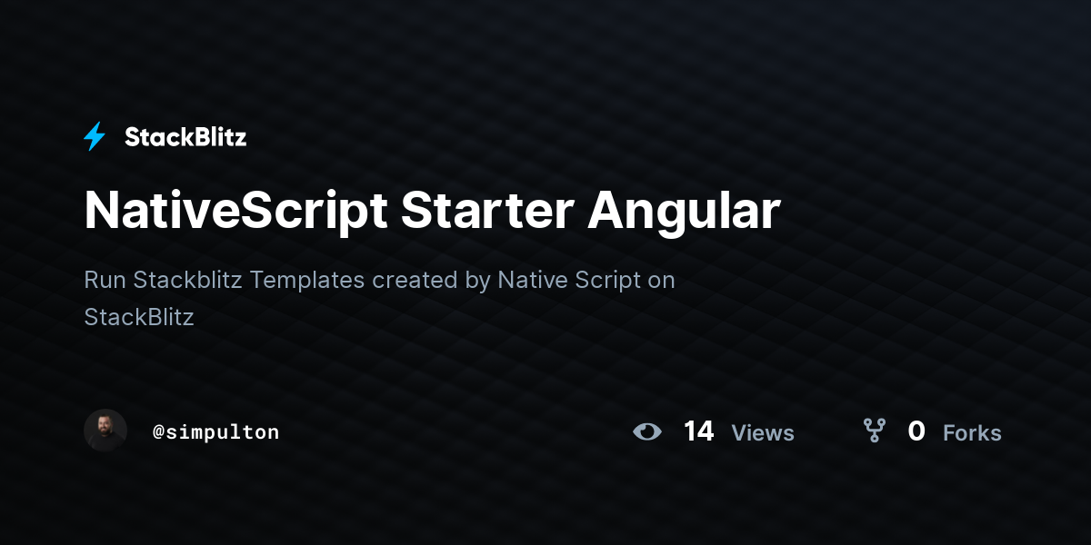 Nativescript Starter Angular Stackblitz
