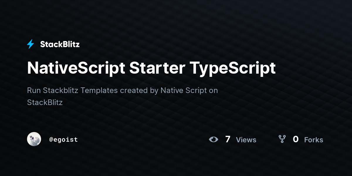 NativeScript Starter TypeScript - StackBlitz NativeScript Starter TypeScript - StackBlitz