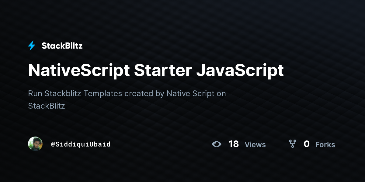 Nativescript Starter Javascript Stackblitz