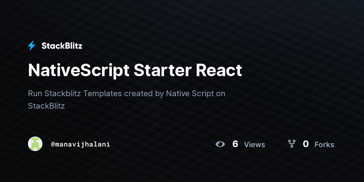 NativeScript Starter React - StackBlitz
