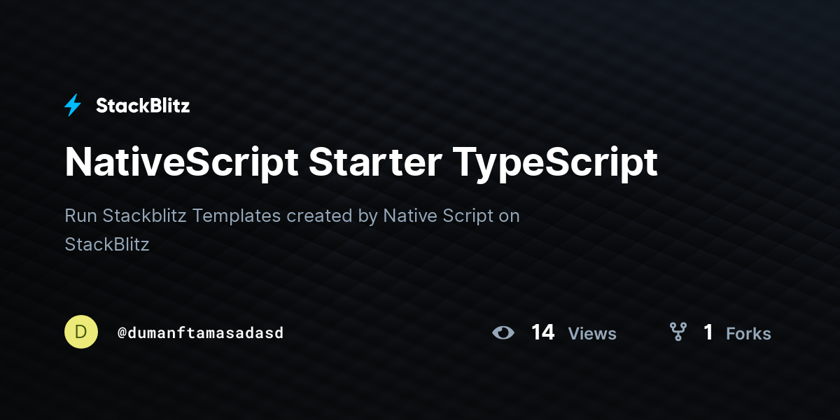 NativeScript Starter TypeScript - StackBlitz