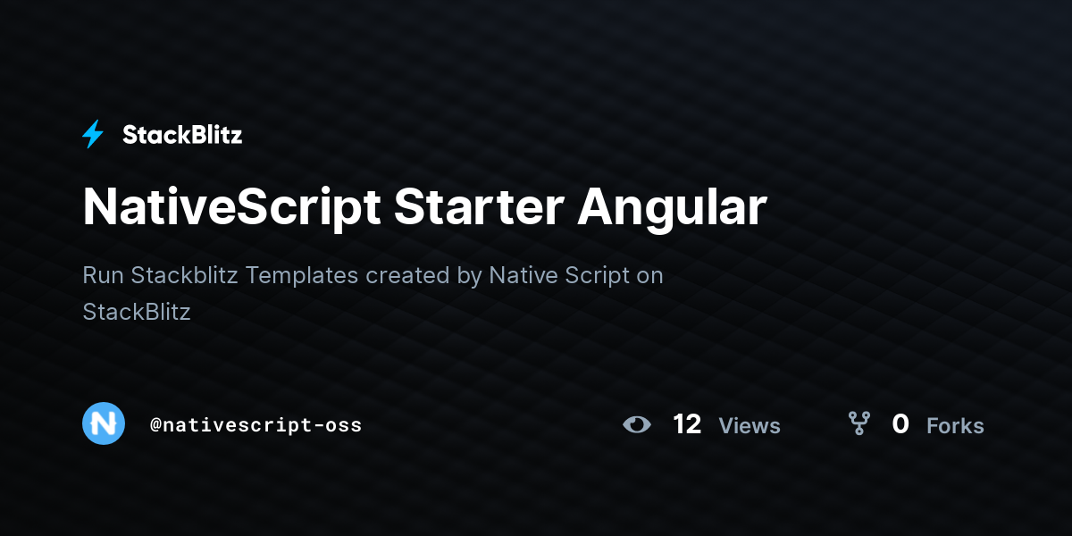 Nativescript Starter Angular Stackblitz 0141