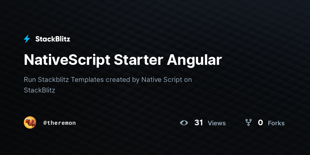 NativeScript Starter Angular - StackBlitz