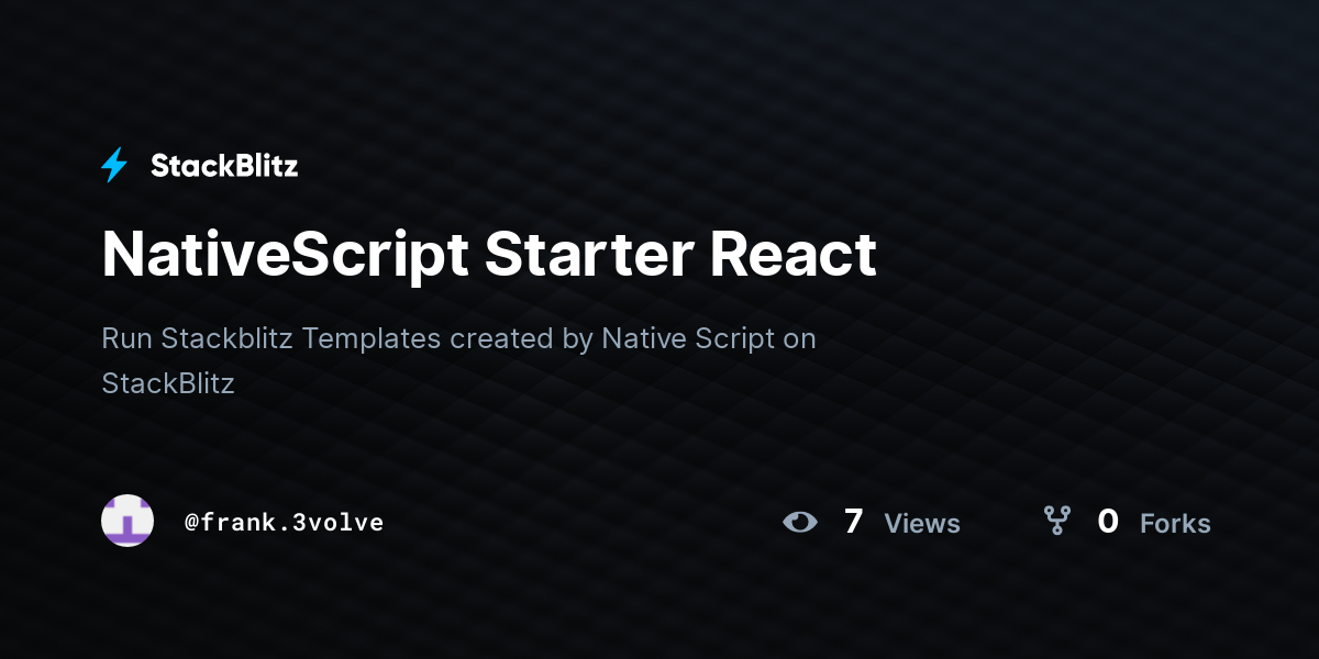 NativeScript Starter React - StackBlitz