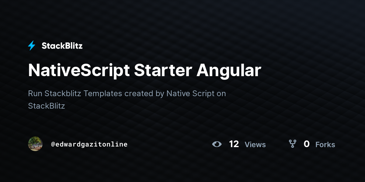 Nativescript Starter Angular Stackblitz