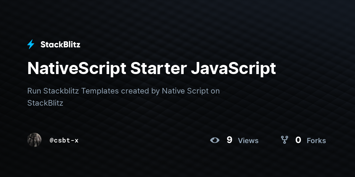 Nativescript Starter Javascript Stackblitz 