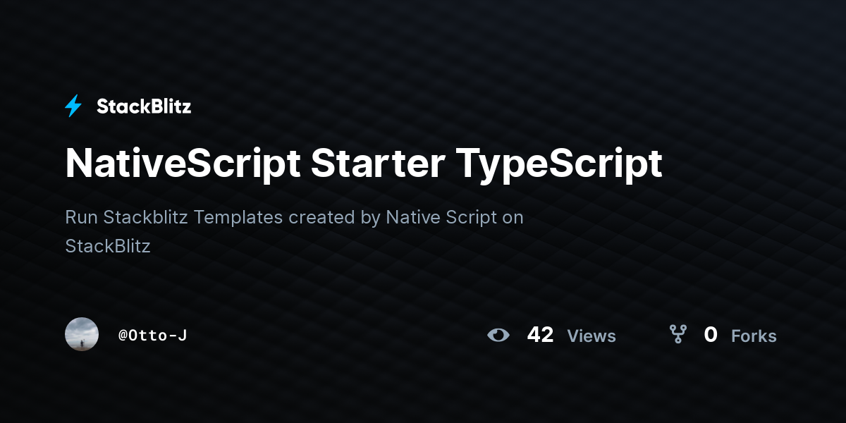 NativeScript Starter TypeScript - StackBlitz