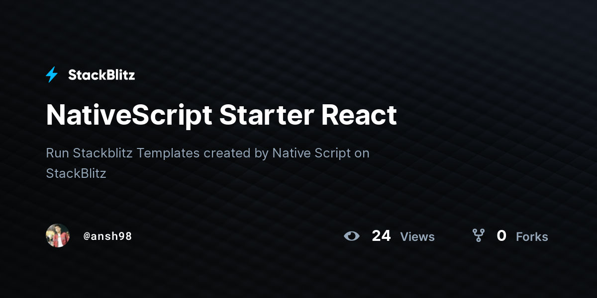 NativeScript Starter React - StackBlitz