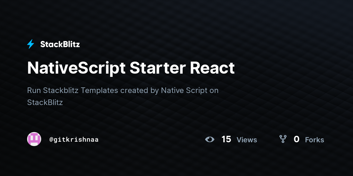 NativeScript Starter React - StackBlitz