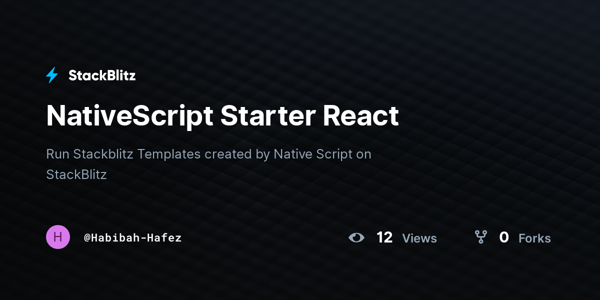 NativeScript Starter React - StackBlitz