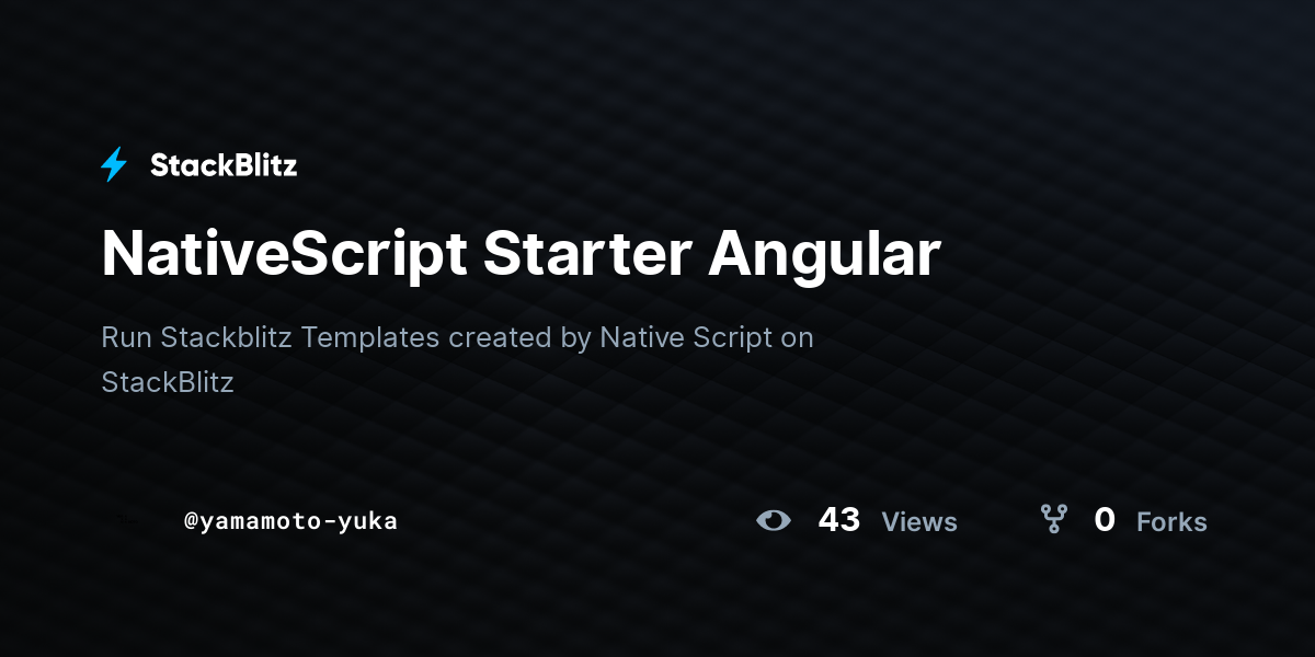 NativeScript Starter Angular - StackBlitz