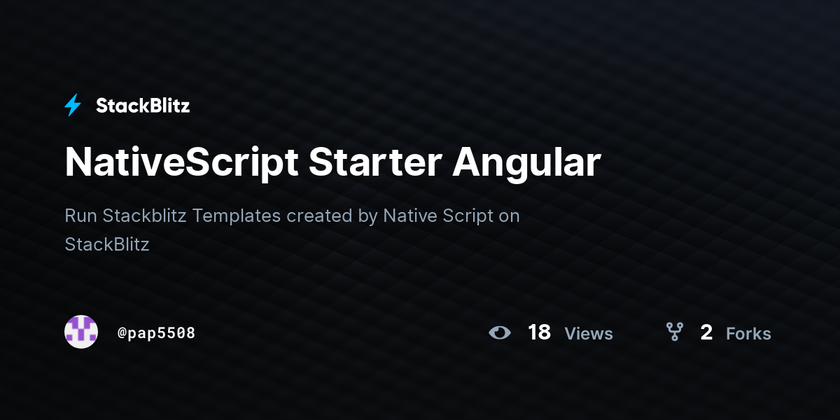 NativeScript Starter Angular - StackBlitz