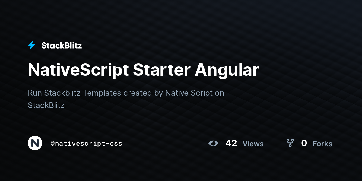 NativeScript Starter Angular - StackBlitz
