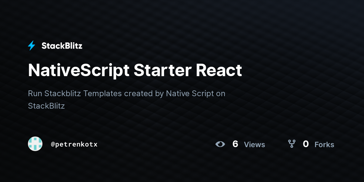 NativeScript Starter React - StackBlitz