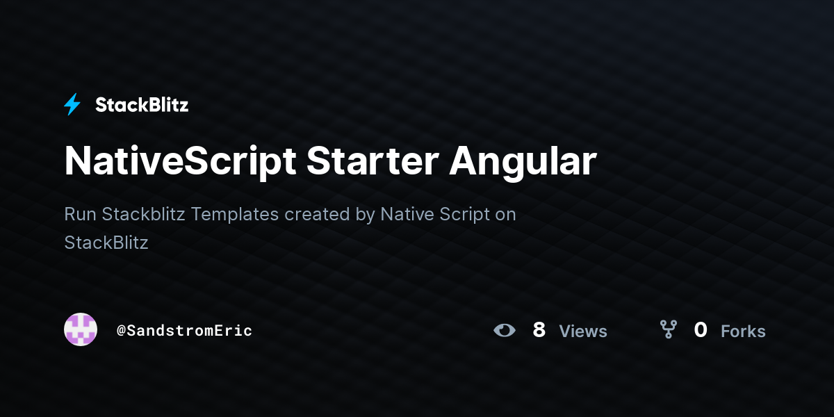 NativeScript Starter Angular - StackBlitz