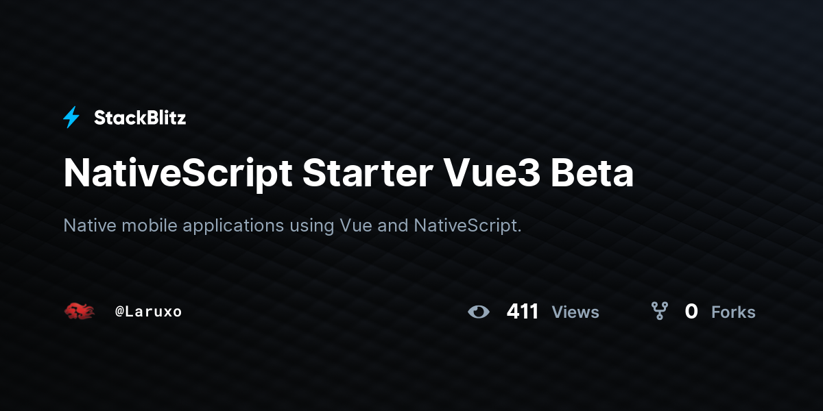 NativeScript Starter Vue3 Beta - StackBlitz