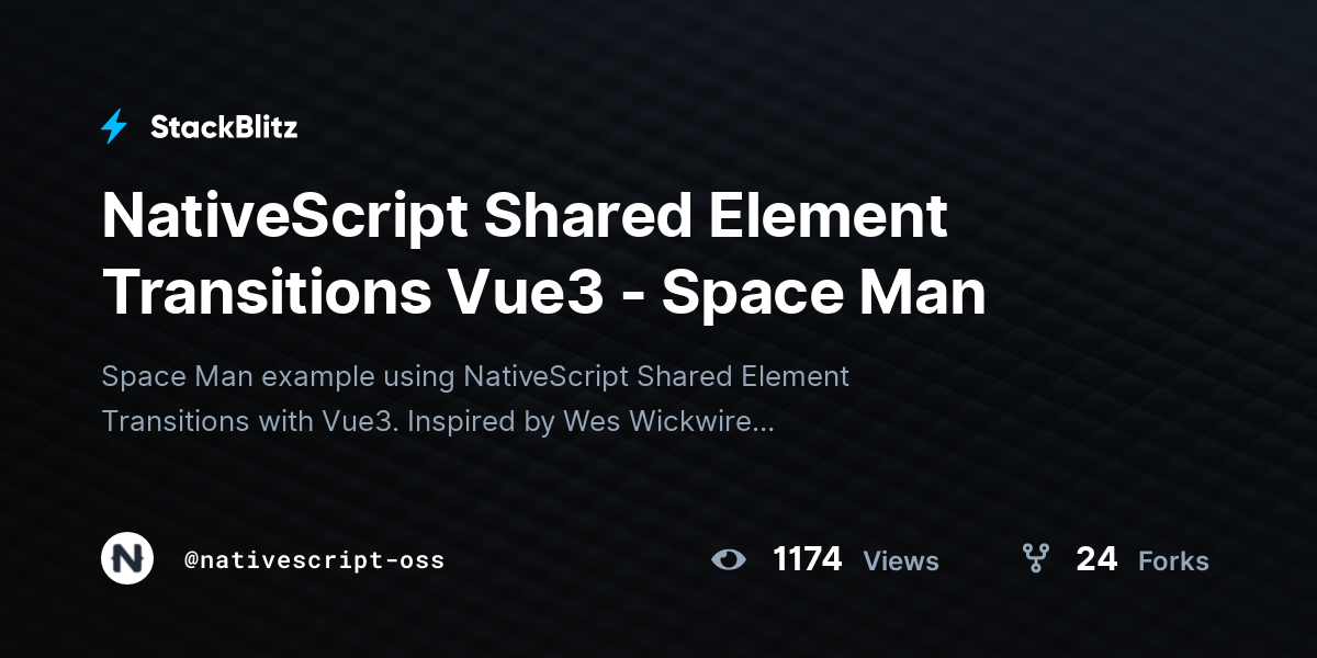 NativeScript Shared Element Transitions Vue3 - Space Man - StackBlitz
