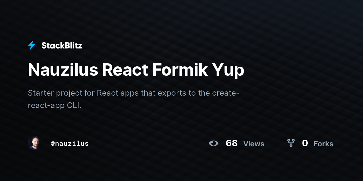 Nauzilus React Formik Yup - StackBlitz
