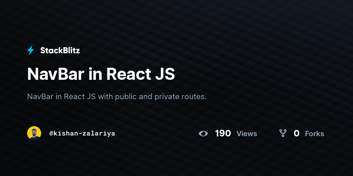 NavBar in React JS - StackBlitz