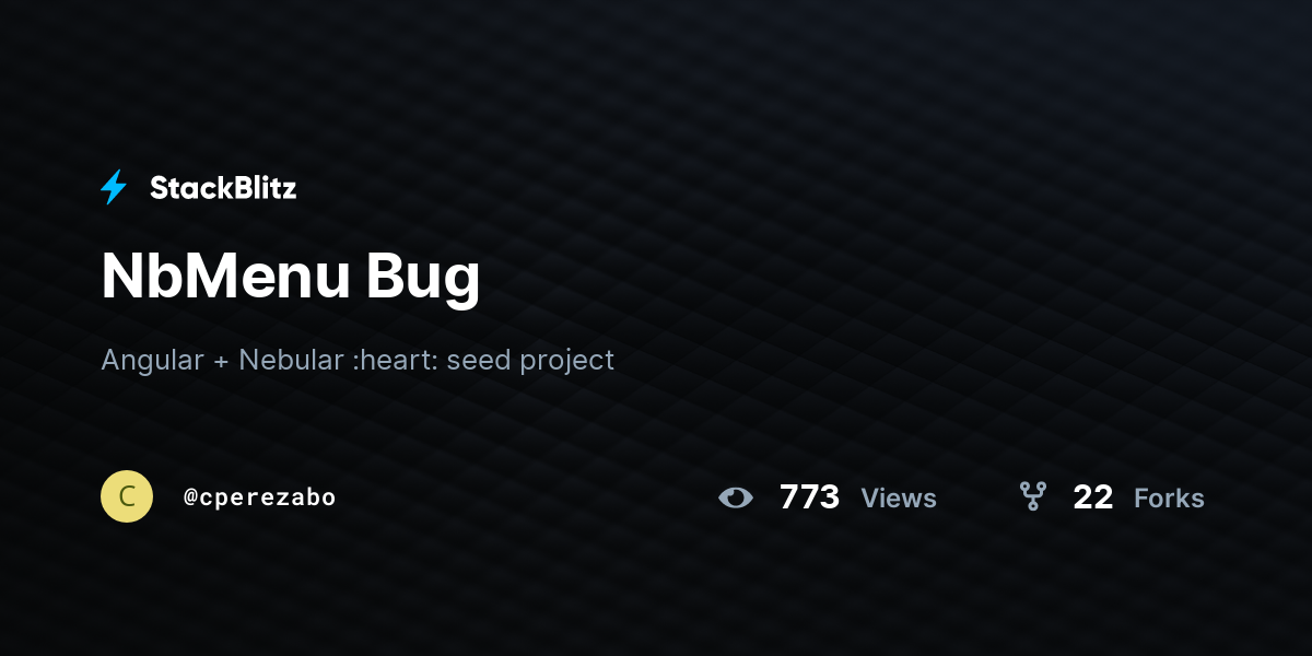 NbMenu Bug - StackBlitz