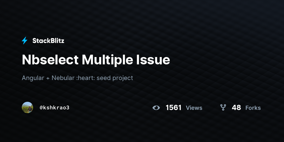 Nbselect Multiple Issue - StackBlitz