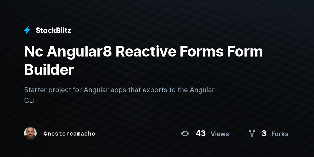 Nc Angular8 Reactive Forms Form Builder StackBlitz