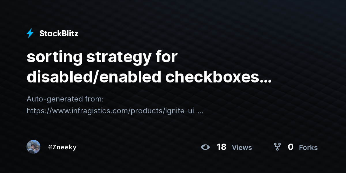 sorting strategy for disabled/enabled checkboxes (forked) - StackBlitz