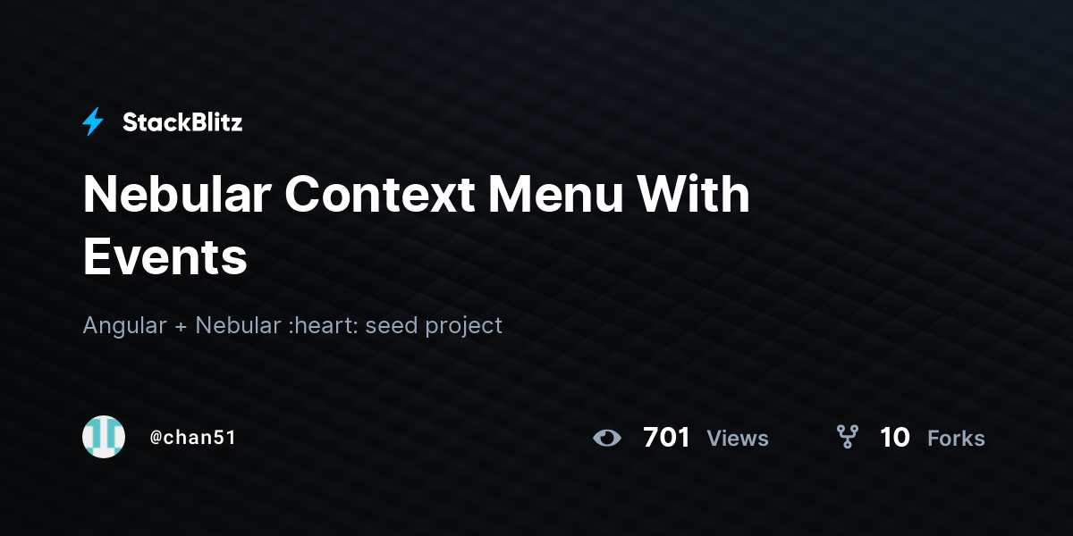 Nebular Context Menu With Events - StackBlitz