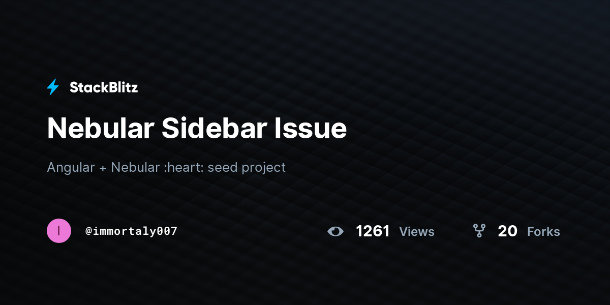 Nebular Sidebar Issue - StackBlitz