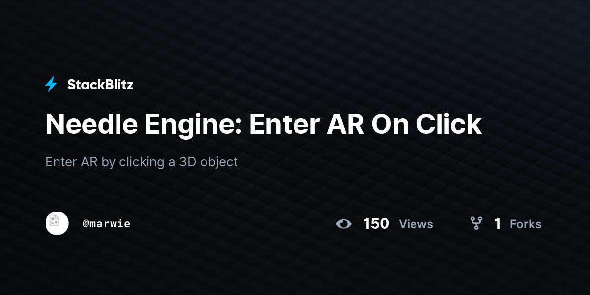 Needle Engine: Enter AR On Click - StackBlitz