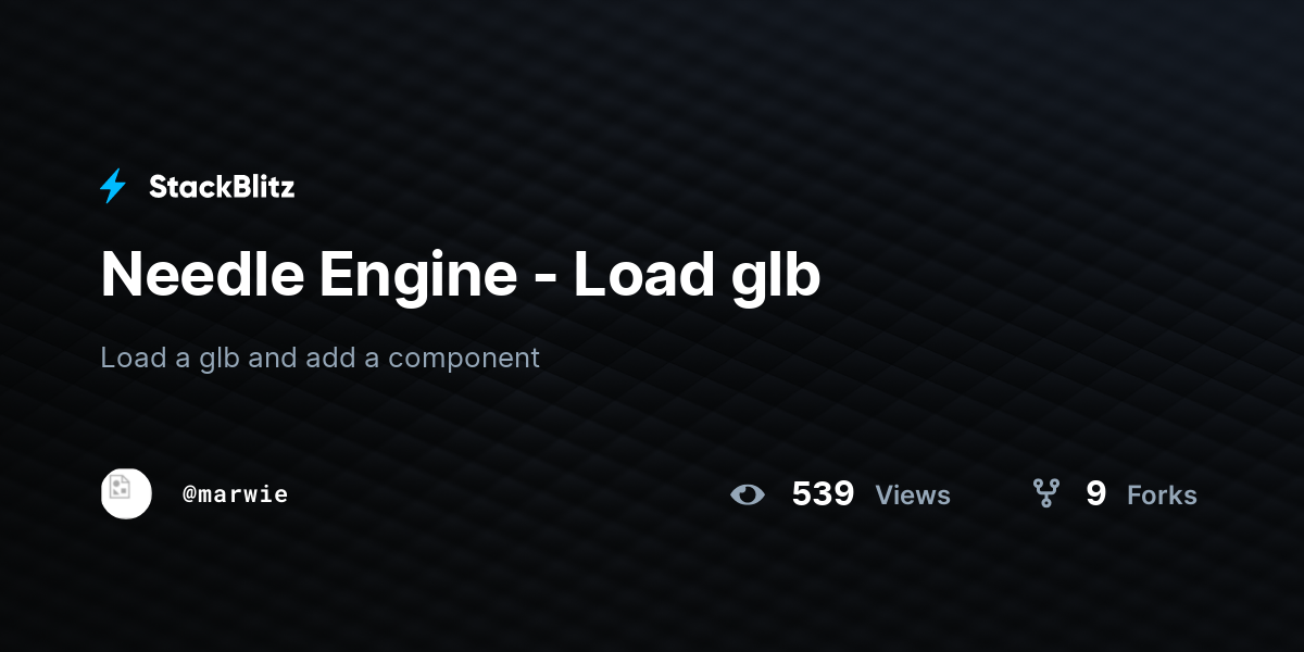 Needle Engine - Load glb - StackBlitz