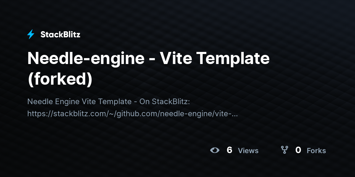 Needle-engine - Vite Template (forked) - StackBlitz