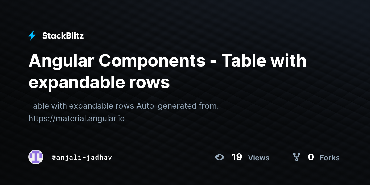 Angular Components - Table with expandable rows - StackBlitz