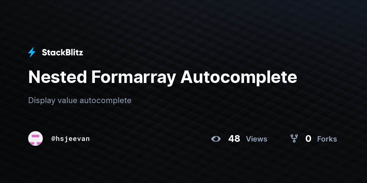 Nested Formarray Autocomplete - StackBlitz