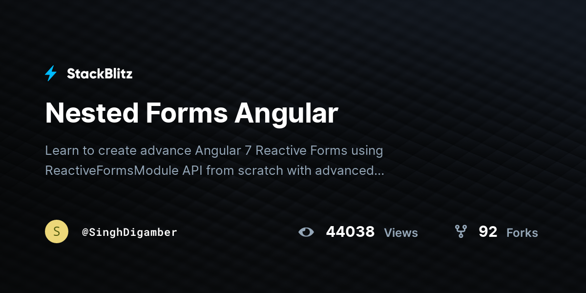 Nested Forms Angular - StackBlitz
