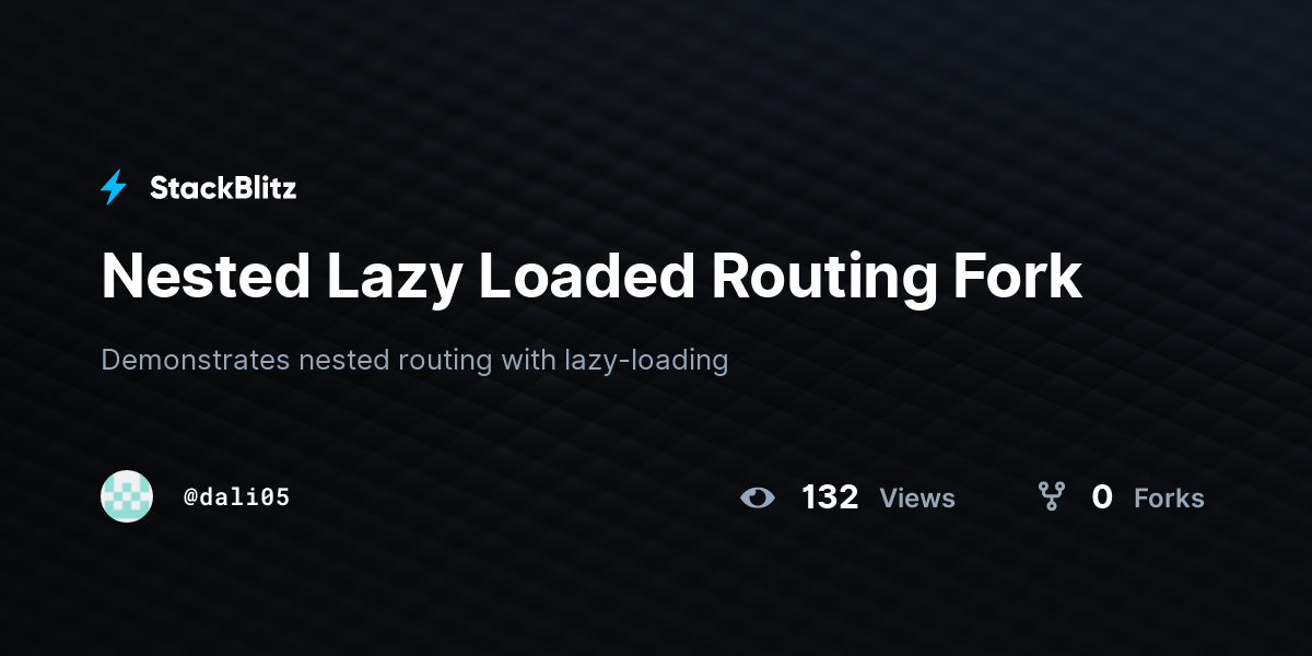Nested Lazy Loaded Routing Fork - StackBlitz Nested Lazy Loaded Routing Fork - StackBlitz