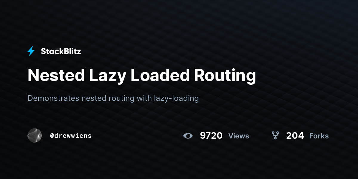 Nested Lazy Loaded Routing - StackBlitz