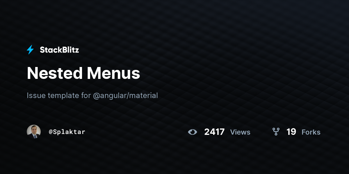 Nested Menus - StackBlitz