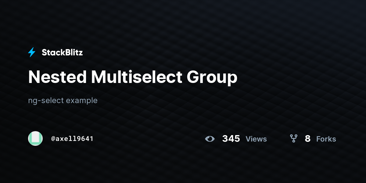 Nested Multiselect Group - StackBlitz