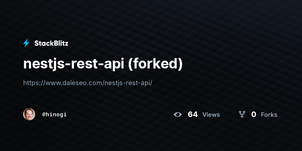 nestjs-rest-api (forked) - StackBlitz nestjs-rest-api (forked) - StackBlitz