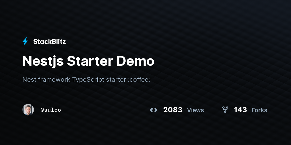 Nestjs Starter Demo Stackblitz