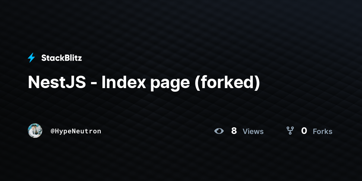 Nestjs Index Page Forked Stackblitz