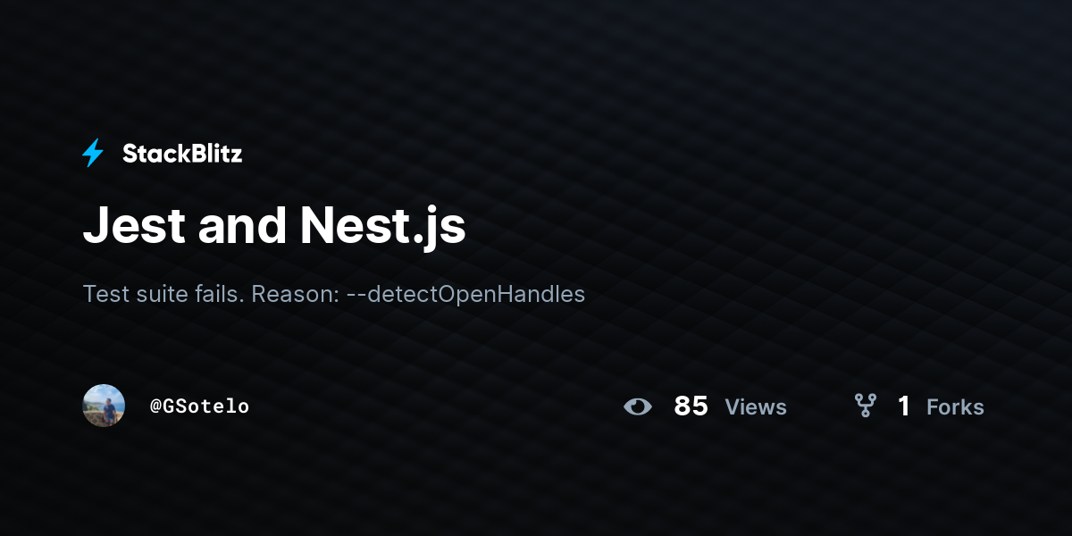 Jest and Nest.js - StackBlitz