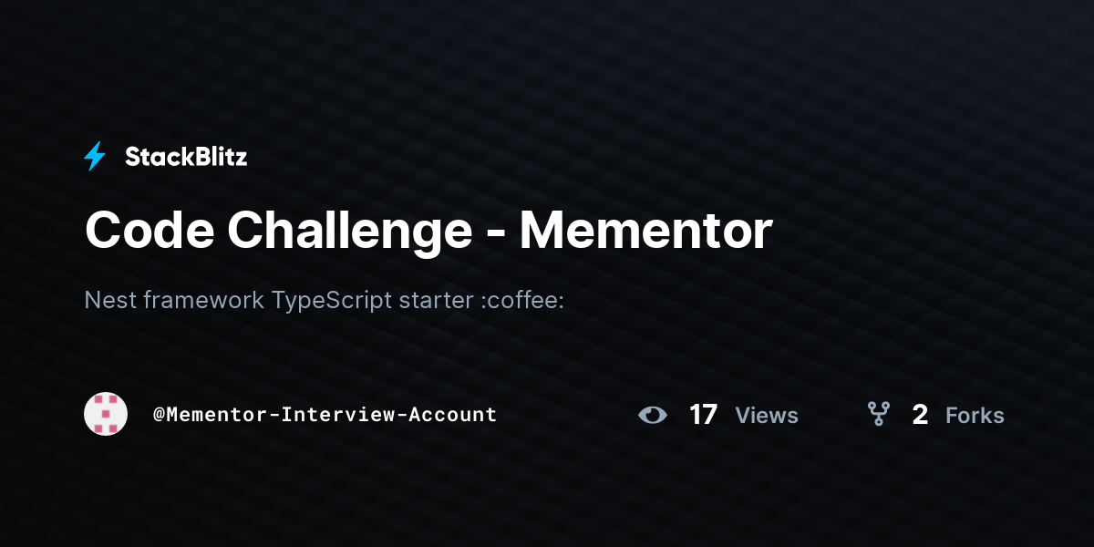 Code Challenge - Mementor - StackBlitz
