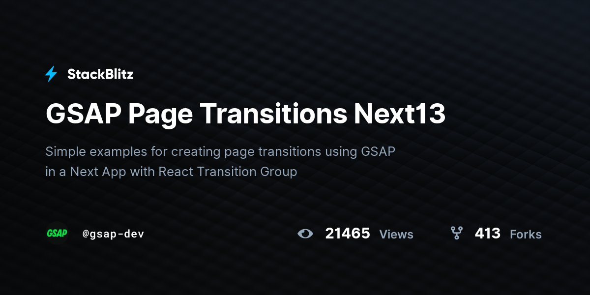 GSAP Page Transitions Next13 - StackBlitz