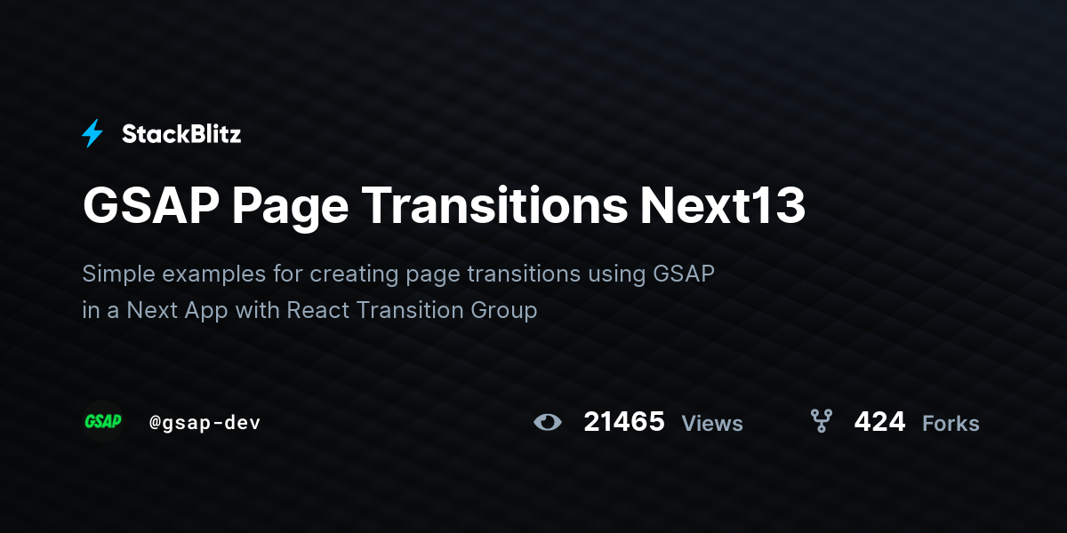 GSAP Page Transitions Next13 - StackBlitz