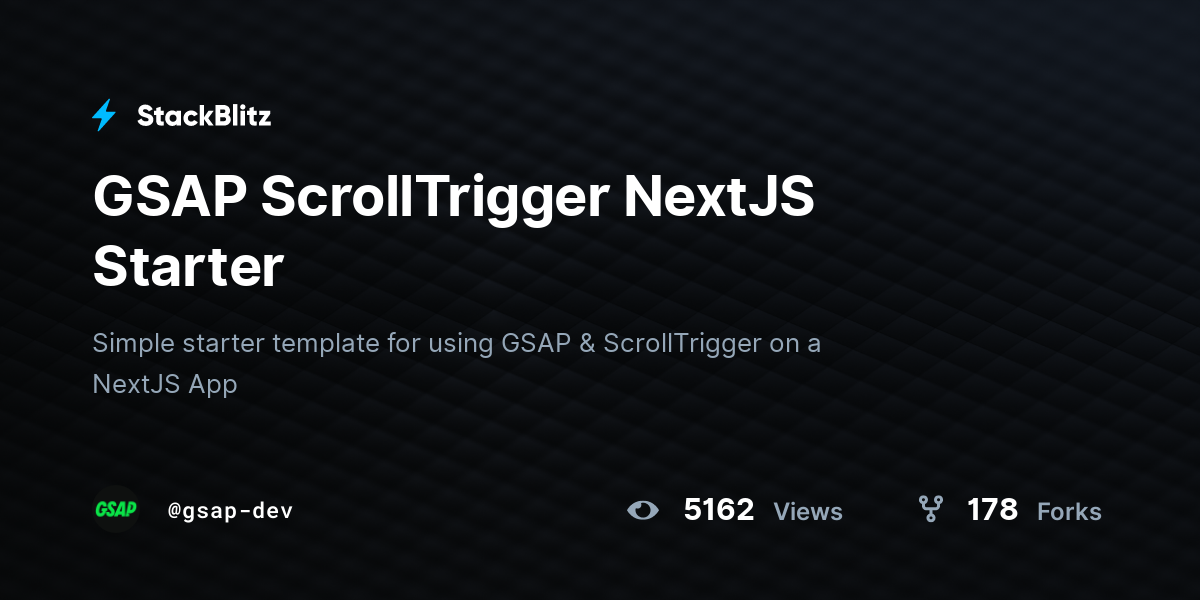 GSAP ScrollTrigger NextJS Starter - StackBlitz